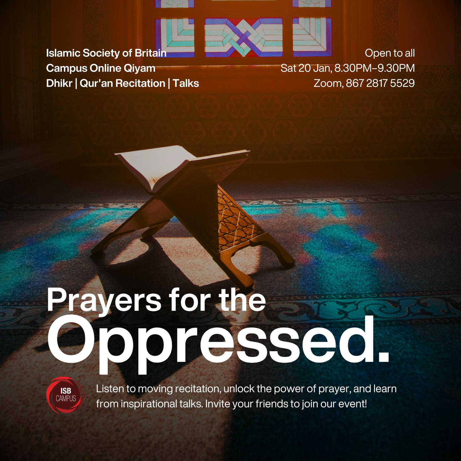 Online Qiyam - Islamic Society of Britain | UK Community Based Charity